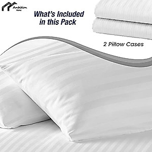 Toddler Travel Pillowcase 12x16 Inch White Striped Zipper Closer Pillow case Set of 2 PC Travel Pillow Cover 500 Thread Count 100% Soft Egyptian Cotton Decorative Travel Pillow Cover