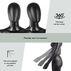 Female Mannequin Full Body Black - 70'' Mannequin Dress Form Display Full Body Mannequin Manikin Torso Stand