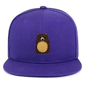 Bear Hip-Hop Snapback Hat Embroidered Purple Baseball Cap Big Scary