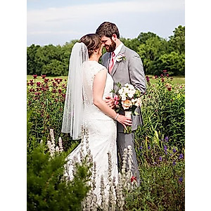 SAMKY 1T 1 Tier Plain Cut Edge Bridal Wedding Veil - Light Ivory Elbow Length 30" V555