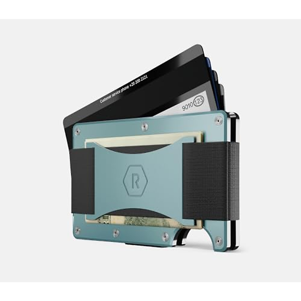 The Ridge Wallet For Women, Slim Wallet For Women - Thin as a Rail, Minimalist Aesthetics, Holds up to 12 Cards, RFID Safe, Blocks Chip Readers, Aluminum Wallet With Cash Strap (Sea Glass)