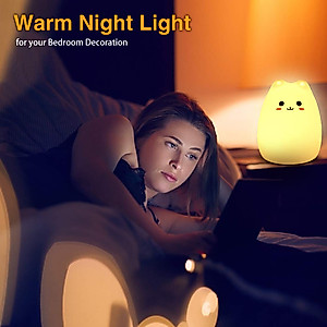 MOKOQI Cat Tap Night Light,Toys for 2-14 Years Old Boys Girls, Cute Cat Lamp Silicone Baby Nightlight for Bedroom,Tap Control Glow up Color Changing Kawaii Animal Lamp