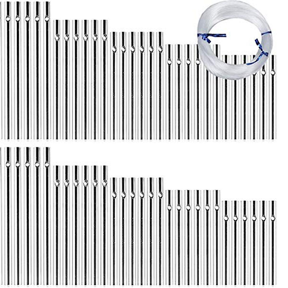 60 Pieces Wind Chime Tubes Parts Supplies String Metal for Crafts DIY Windchime Kits for Adults Kids Arts and Crafts