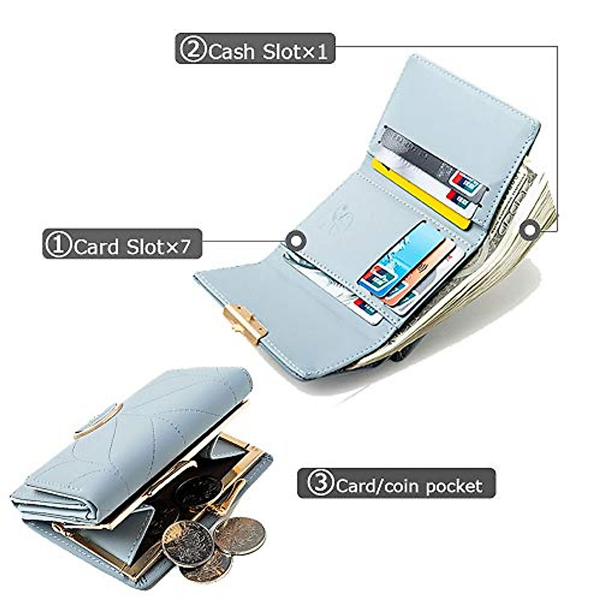 Anlla Small Wallets for Women,Cute Womens Wallets Slim Mini Wallet kawaii coin pocket (New pink)