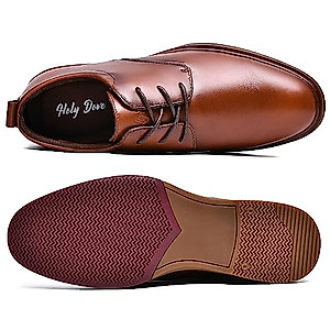 Men's Oxford Dress Shoes Fashion Derbys Formal Business Work Shoe for Men Genuine Leather Upper Lace Up Durable Rubber Sole Brown 11