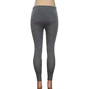 Women's Pregnant Pants Workout Active Stretchy Pants Capri Maternity Leggings Over The Belly Maternity Trousers (Dark Gray, L)