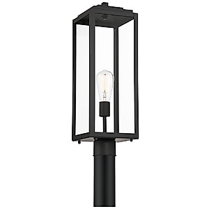 John Timberland Titan Modern Outdoor Post Light Fixture Mystic Black 21 3/4" Clear Glass Panel for Exterior Barn Deck House Porch Yard Patio Outside Garage Front Door Garden Home Roof Lawn