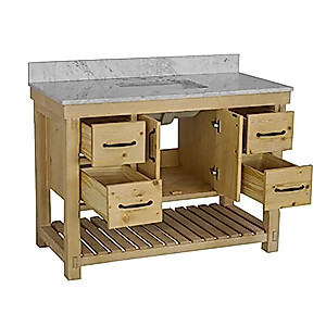 Birmingham 48-inch Bathroom Vanity (Carrara/Driftwood): Includes Driftwood Cabinet with Authentic Italian Carrara Marble Countertop and White Ceramic Sink