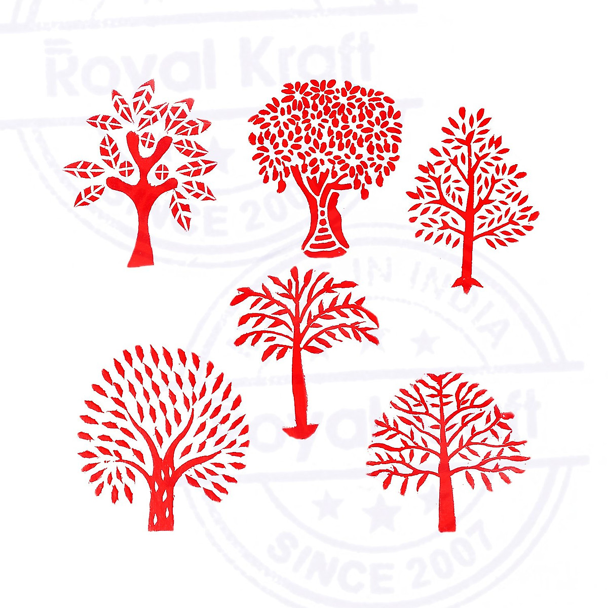 Pottery Printing Blocks Stylish Tree Pattern Wooden Stamps (Set of 6) Htag2054