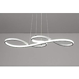 Modern LED Acrylic Chandelier Dining Room Dimmable 3000K~6500K Remote Control Pendant Lights Color/Brightness Adjustable Half Flush Mount Ceiling Hanging Lamp Fixture for Bedroom Livingroom Lighting