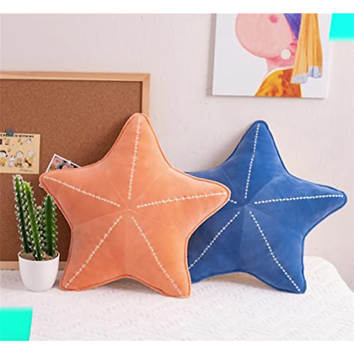 LICHENHAO Starfish Shell Pillow for Floor, Sofa, Reading Cushion (Orange, 19.6in)