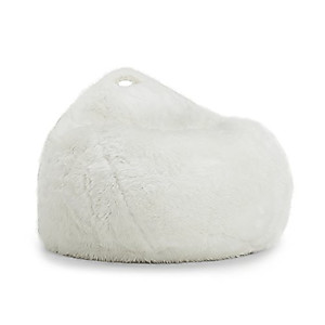 Big Joe Teardrop Bean Bag Chair, Ivory Shag Fur, 3ft Big