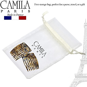 Camila Paris CP2332/2 French Hair Side Comb Handmade Onyx, Small Twist Hair Decorative, Strong Hold Clips for Women Bun Chignon Up-Do Styling Girls Hair Accessories, Made in France
