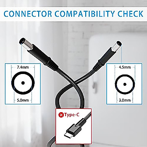 65W 19.5V 3.34A Laptop Charger Replacement for Dell Latitude 5400 5480 5590 5500 5490 5580 7280 7290 7480 7490 E5470 E5440 E6420 E6430 E6440 E6540 E7450 E7440 E7250 LA65NM130 AC Power Adapter