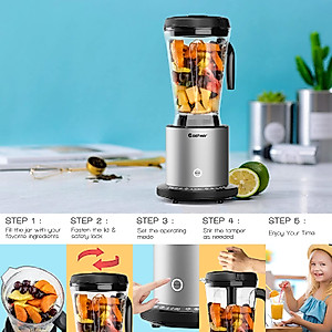 COSTWAY Professional 64oz Countertop Blender, Smoothie Maker Built-in Self-Cleaning with 10 Speed Control & 8 Pre-Set Programs, BPA-Free Pitcher, Crushing Blender for Smoothies, Frozen Fruit, 1500W