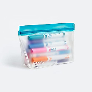 rezip 3-Piece Stand-Up Reusable Bag Bundle | BPA-Free, Food Grade, Leakproof, Freezer and Dishwasher Safe | Quart (1), 2-Cup (1), Snack (1) | Aqua