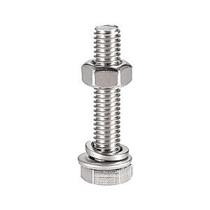 uxcell M6 x 30mm Hex Head Screws Bolts, Nuts, Flat & Lock Washers Kits, 304 Stainless Steel Fully Thread Hexagon Bolts 10 Sets