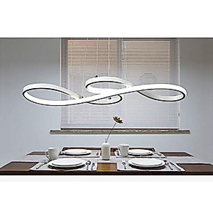 Modern LED Acrylic Chandelier Dining Room Dimmable 3000K~6500K Remote Control Pendant Lights Color/Brightness Adjustable Half Flush Mount Ceiling Hanging Lamp Fixture for Bedroom Livingroom Lighting