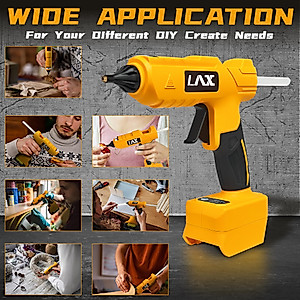 Hot Glue Gun for Dewalt 20V Battery, 100W Cordless Glue Gun Set with 20pcs Glue Sticks, Fast Heating Mini Glue Guns for Crafting DIY Craft Projects, Home Quick Repairs (Without Battery)