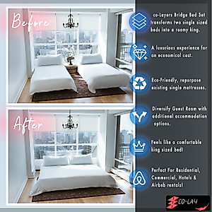 CO-Lay Bed Bridge Twin to King Converter Kit - Twin Bed Connector King Maker - Mattress Extender Joiner Gap Filler - Split King Bed Connector, Twin to King or Twin XL to King