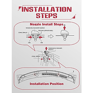 Windshield Washer Nozzles Kit, Replacement for Chrysler, Dodge, Jeep, Ram - OTUAYAUTO Washer Jet and Fluid Hose with Connector