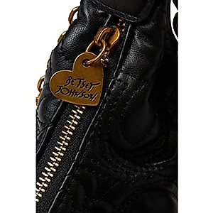 Betsey Johnson Groovy Hearts Hobo Crossbody, Black