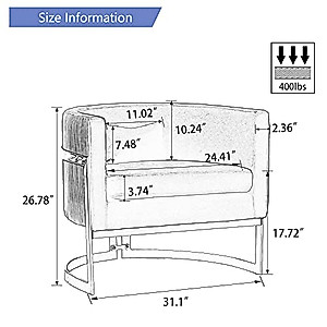 Modern Living Room Chair Velvet Barrel Accent Chairs Armchair, Upholstered Lounge Chair Mid Century Tub Bucket Club Side Chair Sofa for Bedroom-Green