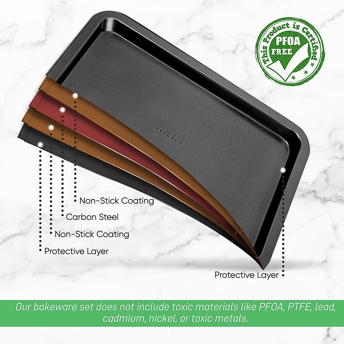 NutriChef 17” Non Stick Cookie Sheet, Large Gray Commercial Grade Restaurant Quality Carbon Metal Bakeware, Compatible with Model NCBS10S