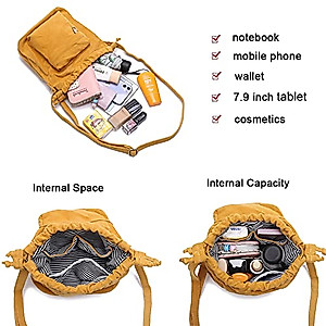 Small Drawstring Bucket Purse for Women Cute Canvas Crossbody Bag Shoulder Handbag