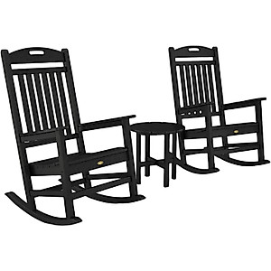 Trex Outdoor Furniture by Polywood 3-Piece Yacht Club Rocker Set, Charcoal Black
