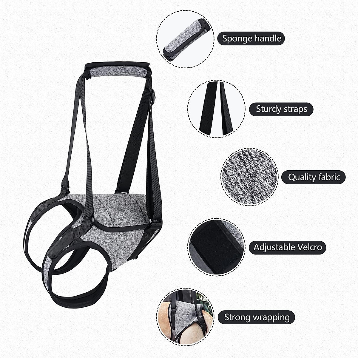 HDKUW Dog Lifting Harness,Dog Hind Legs Support Strap, Pet Portable Recovery Walking Training Lift Strap with Handle for Elderly Injured Amputation Disabled Dogs (XL)