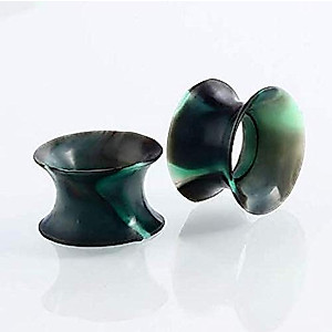 HISHION 22pcs Soft Silicone Tunnels Plugs Ear Gauges 2G-16mm Double Flared Mix Colors Expander Set for Women Men Body Piercing Jewelry(0G(8mm))