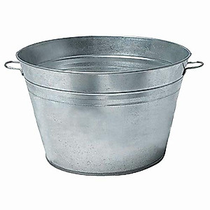 Beverage Tub with Handles Galvanized Metal 18" Round 9 Gallon