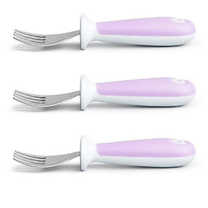 Munchkin® Raise™ Toddler Fork Set, 3 Pack, Stainless Steel, Plastic, Adorable Pink Toddler Utensils Forks: Munchkin’s 3-Piece Set for Happy Mealtimes! (Purple)
