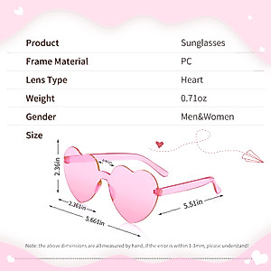 LUCKYCHRIS 14 Pcs Pink&Rose Red Heart Sunglasses for Women Transparent Heart Shaped Sunglasses Bulk Fun Sunglasses Pack for Party Favor