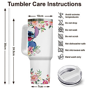 GEPOSTORE Blue Alien 40 Oz Tumbler With Lid Stainless Steel, Cute Cartoon Movie Character Tumbler, Birthday Gifts for Movie Lovers