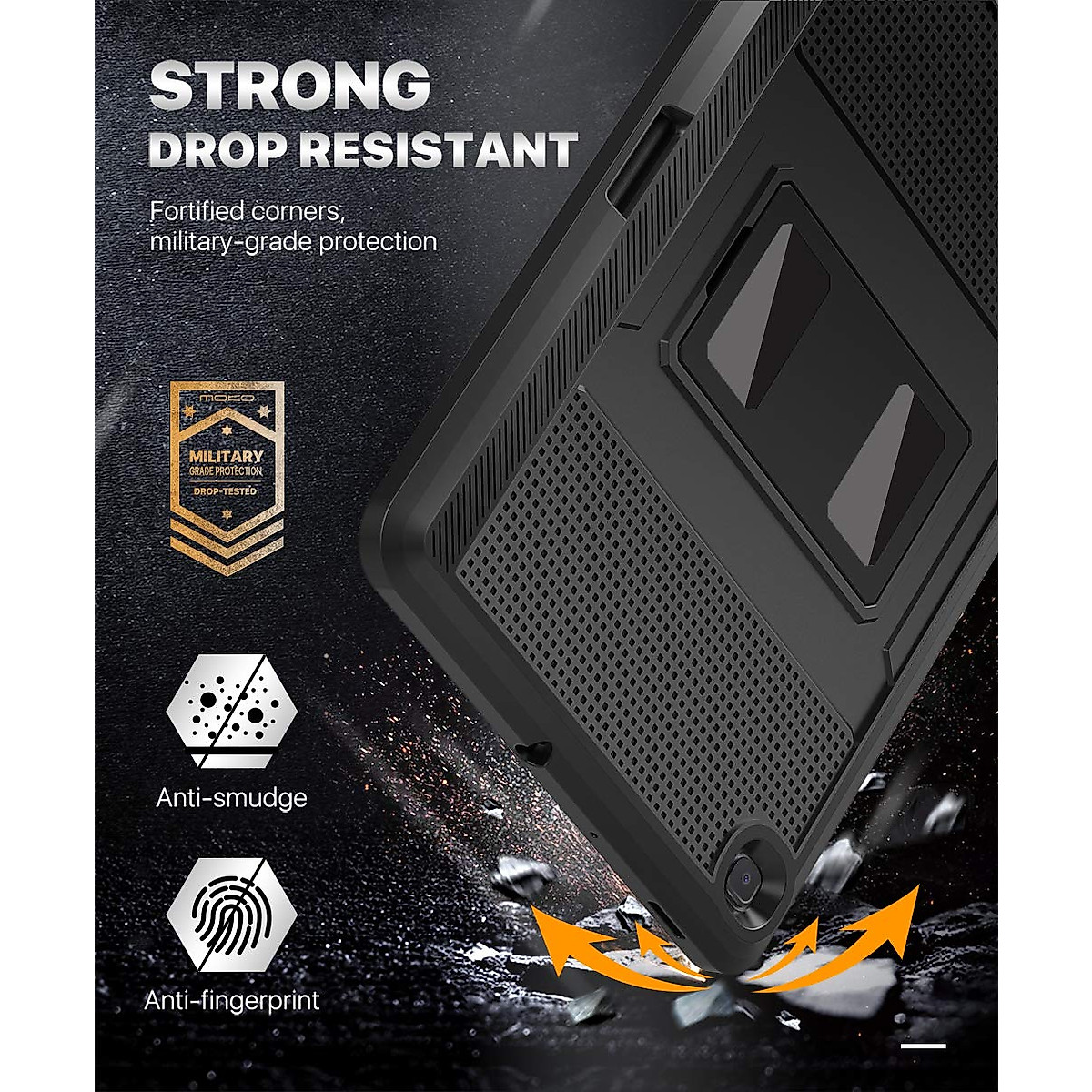 MoKo Case for Samsung Galaxy Tab S6 Lite 10.4 Inch 2024/2022/2020 (SM-P620/P625/P613/P619/P610/P615),Shockproof Full Body Rugged Hybrid Cover with Screen Protector & Pencil Holder - Black