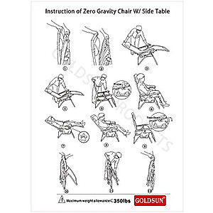 GOLDSUN Comfortable Oversize XL Padded Zero Gravity Lounge Heavy Duty Adjustable Patio Recliner Chair with Cup Holder Support 350lbs,Red