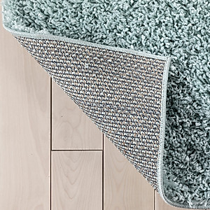 Well Woven Emerson Plain Shag Seafoam Green Textured Area Rug (3'11" x 5'3")