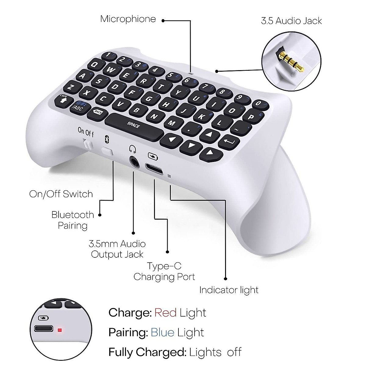TNP PS5 Chatpad - PS5 Controller Keyboard Attachment, Wireless Compact Keypad - The Ultimate QWERTY Gamepad Keyboard for PS5 with Built-in Speaker for Live Chat and Messaging