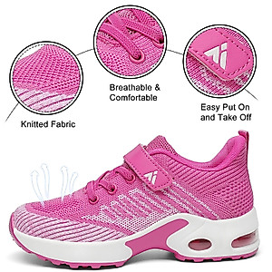 Mishansha Girls Boys Sport Tennis Shoes Toddler Kids Athletic Runnings Shoes Anti-Slip Outdoor Sneakers for Walking Playing Gym Rosy Size 2 Little Kid