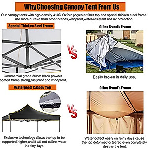 Alishebuy Canopy 10x10 Pop Up Canopy Tent, Outdoor Gazebo Shade Easy Up Vendor Tent Portable for Backyard,Patio,Parties, Black