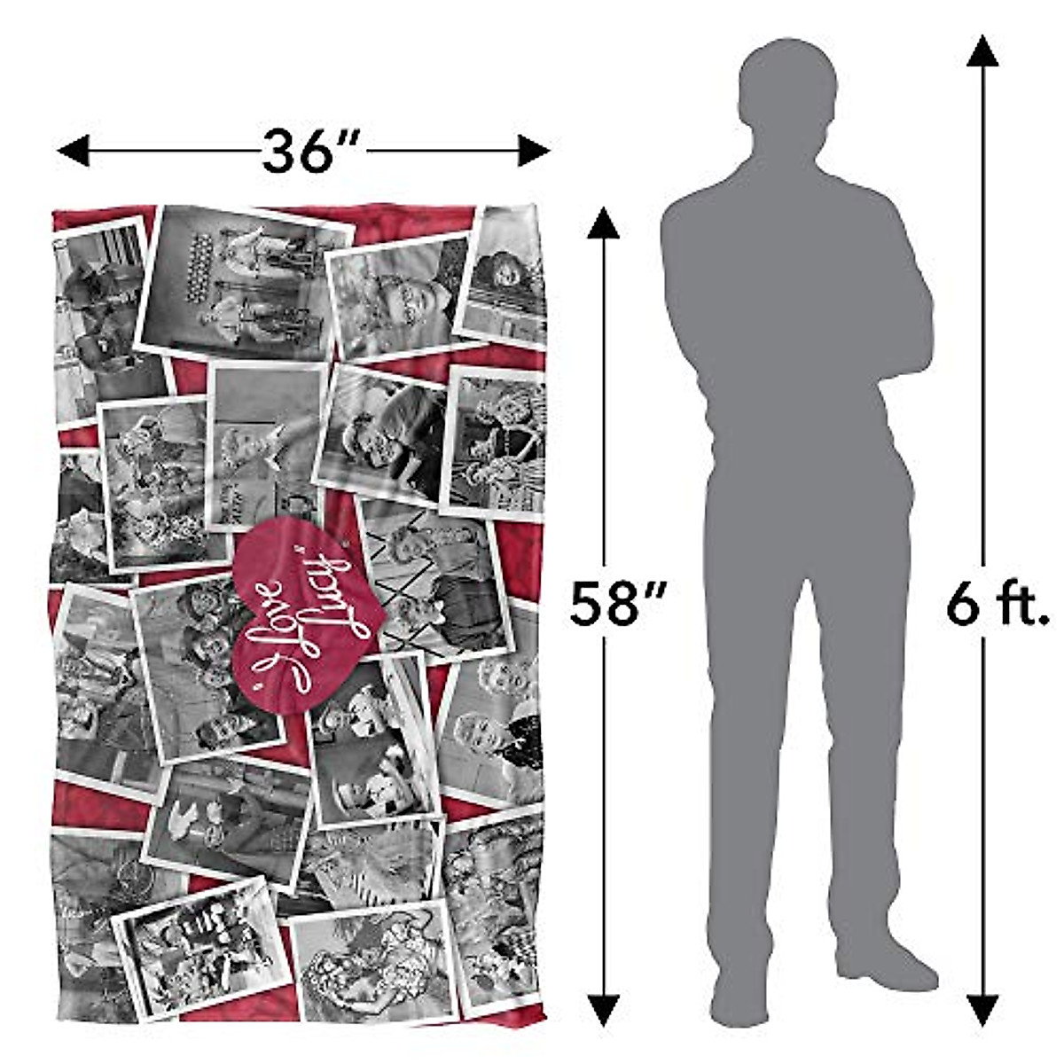 Trevco I Love Lucy Time After Time Silky Touch Super Soft Throw Blanket 36" x 58"