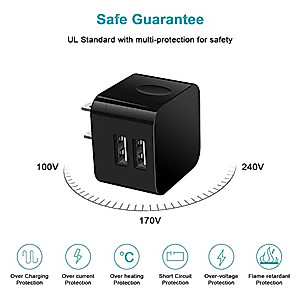 USB Wall Charger, 2Pack Flat USB Charger Block iPad Charging Block Fast Charging Cube Charger Box Right Angle Plug Adapter for iPad Pro,iPad Mini,iPad Air 1/2/3, iPhone 14 13 12 11 Max,Samsung,Pixel