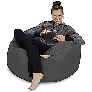 Sofa Sack - Plush, Ultra Soft Bean Bag Chair - Memory Foam Bean Bag Chair with Microsuede Cover - Stuffed Foam Filled Furniture and Accessories for Dorm Room - Charcoal 3'