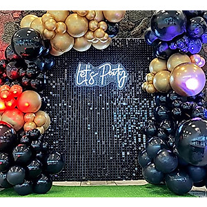 24 Panels Black Shimmer Wall Panels Backdrops, Square Sequins Backdrops with 3D Effect, Large Black Photo backdrops for Christmas, Birthday, Graduation, Wedding, Party Decoration and Home Decoration