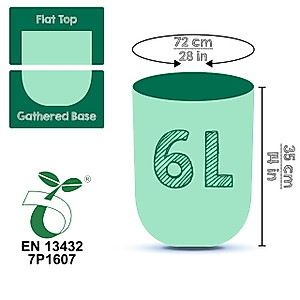 GREENER WALKER 100% Compostable Trash Bags, 1.6 Gallon-150Bags, Food Scrap Kitchen Waste Bags with EN13432 Certified