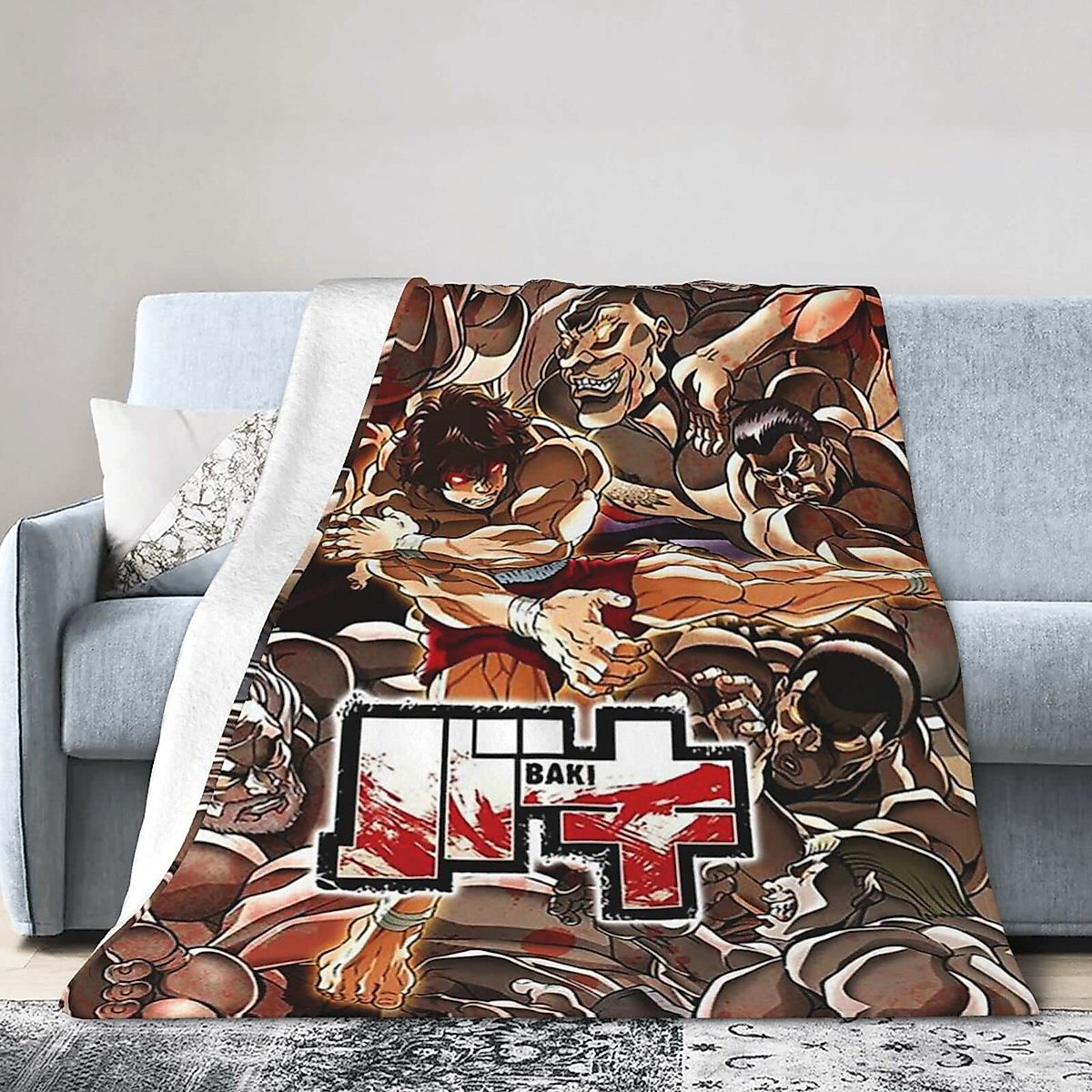 Anime Baki The Grappler Blanket Tapestry Sofa Office Bedroom Throw Blankets Super Soft Cozy Microfiber Blanket Bedding 40"X30"