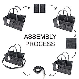 HOMEVAGE Diaper Caddy Caddies Organizer, Baby Cloth Diapering, Tote Bag, Nursery Storage Bin for Changing Table, Portable Car Travel Organizer (Black)