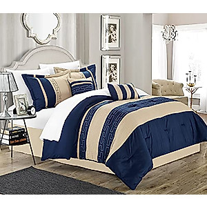 Chic Home CS1220-023-AN Carlton 6-Piece Comforter Set, Queen Size, Blue
